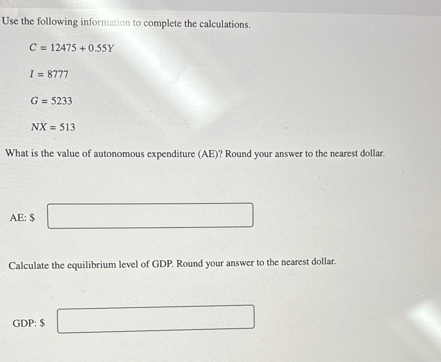 Solved Use the following information to complete the | Chegg.com