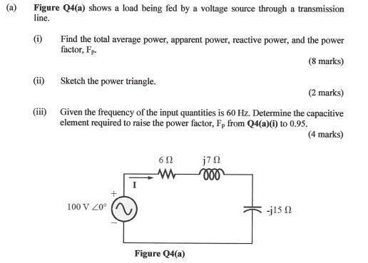 Solved (a) Figure Q4(a) shows a load being fed by a voltage | Chegg.com