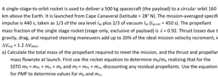 A single-stage-to-orbit rocket is used to deliver a | Chegg.com