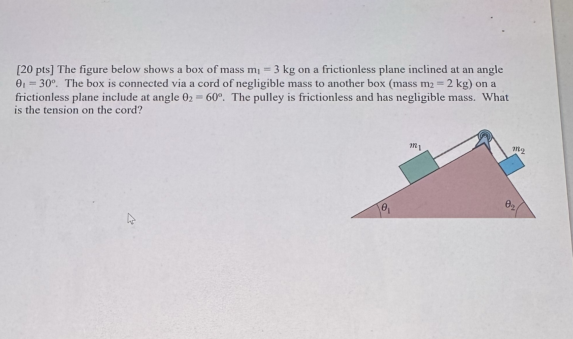 Solved The figure below shows a box of mass m1=3kg ﻿on a | Chegg.com