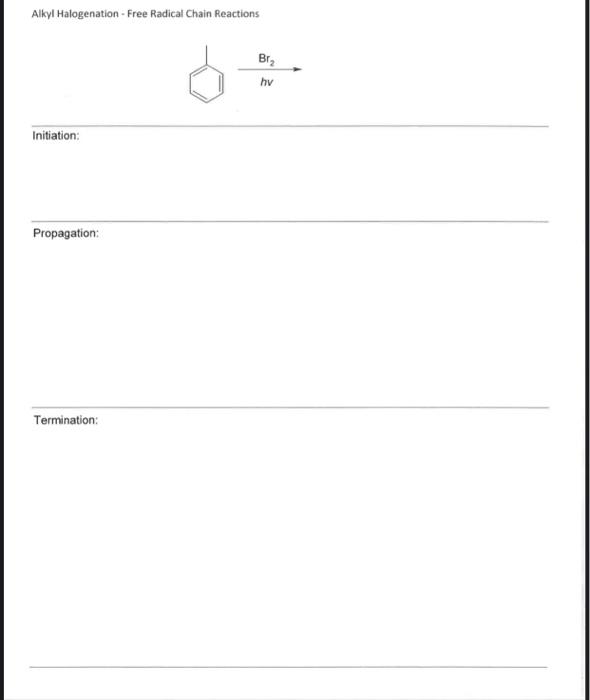 Solved Alkyl Halogenation - Free Radical Chain Reactions | Chegg.com
