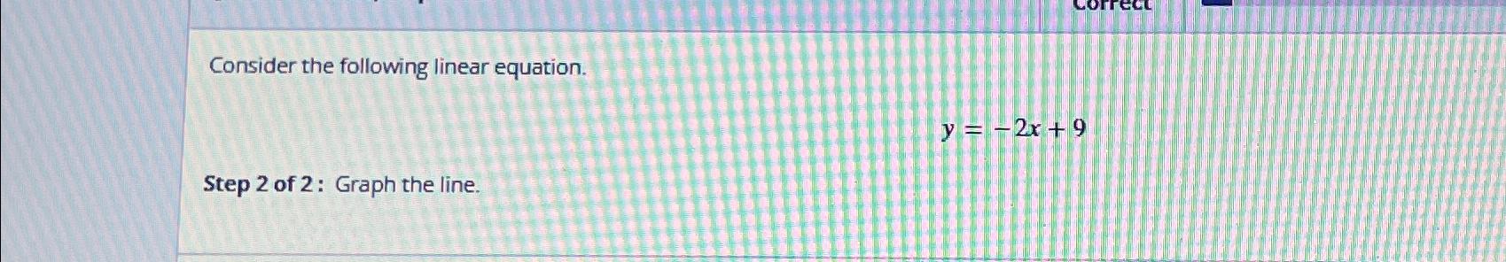 Solved Consider the following linear equation.y=-2x+9Step 2 | Chegg.com
