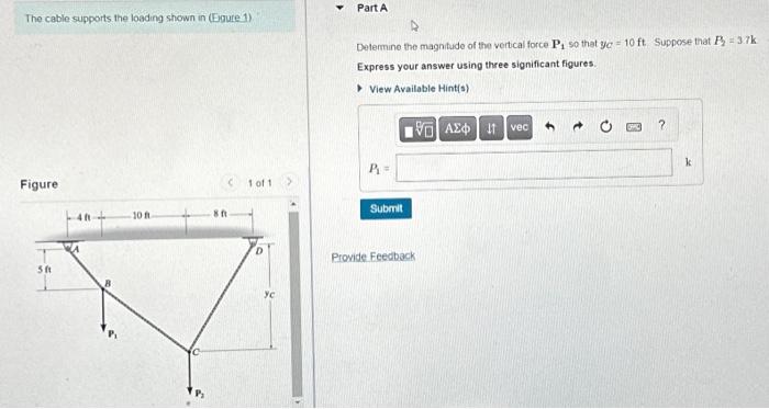 Solved The cable supports the loading shown in (Egure 1) | Chegg.com