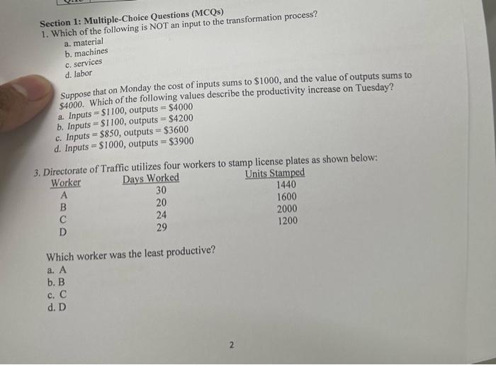 Solved Section 1: Multiple-Choice Questions (MCQs) 1. Which | Chegg.com