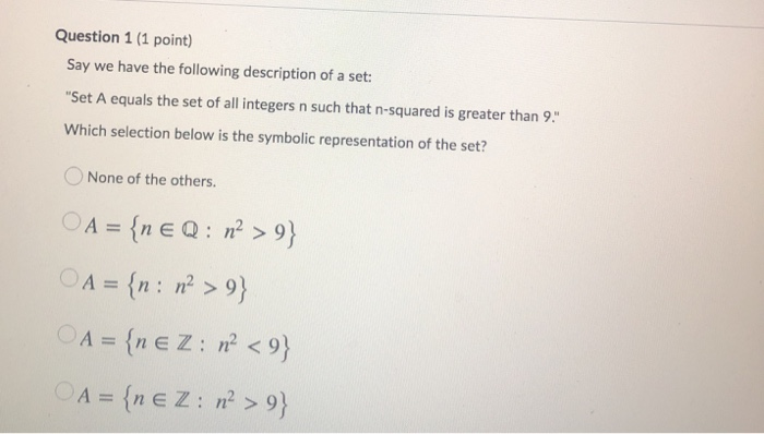 Solved Question 1 (1 point) Say we have the following | Chegg.com