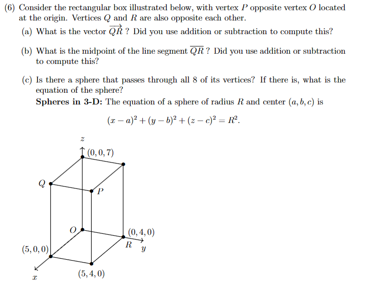 Solved (6) ﻿Consider the rectangular box illustrated below, | Chegg.com