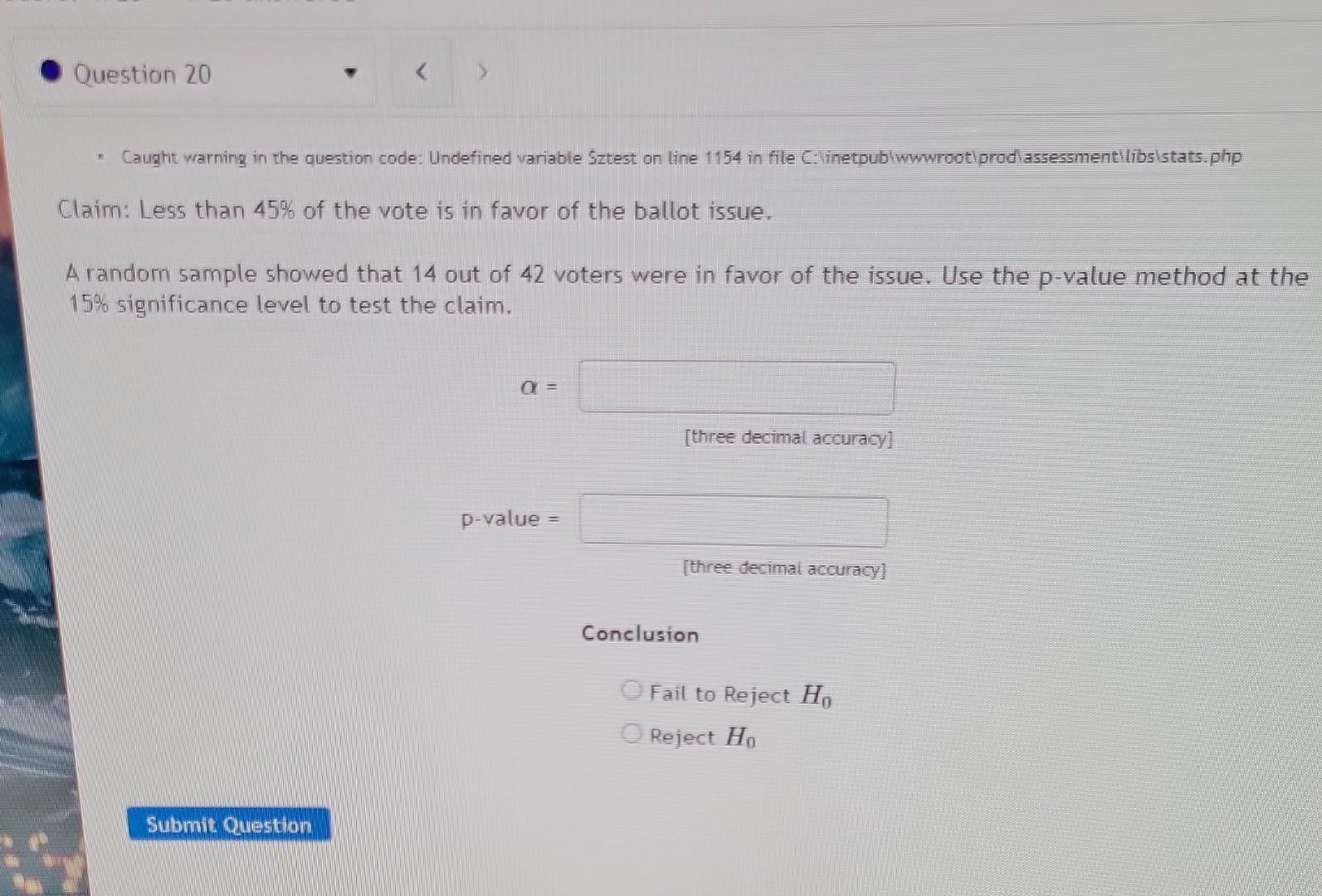 Solved - Caught warning in the question code: Undefined | Chegg.com