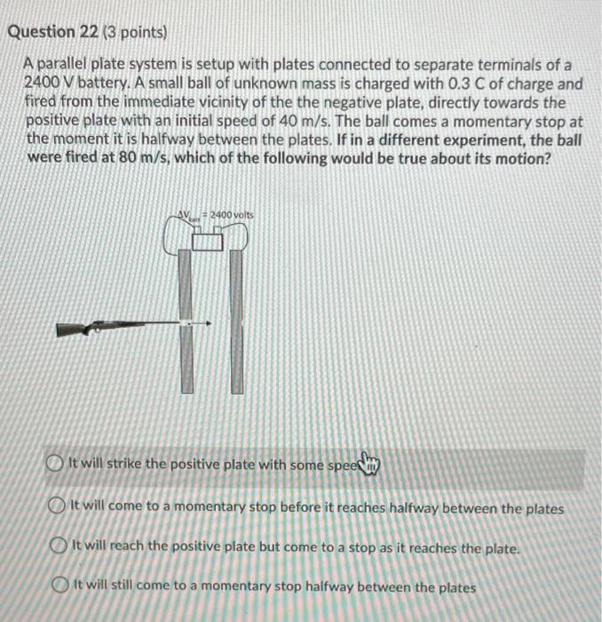 Solved Question 22 (3 points) A parallel plate system is | Chegg.com