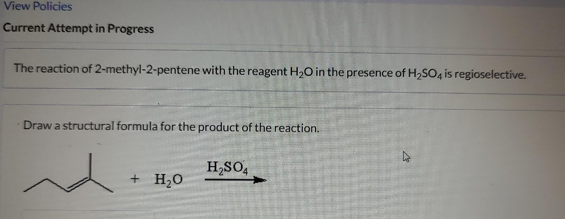 Solved The reaction of 2 -methyl-2-pentene with the reagent | Chegg.com