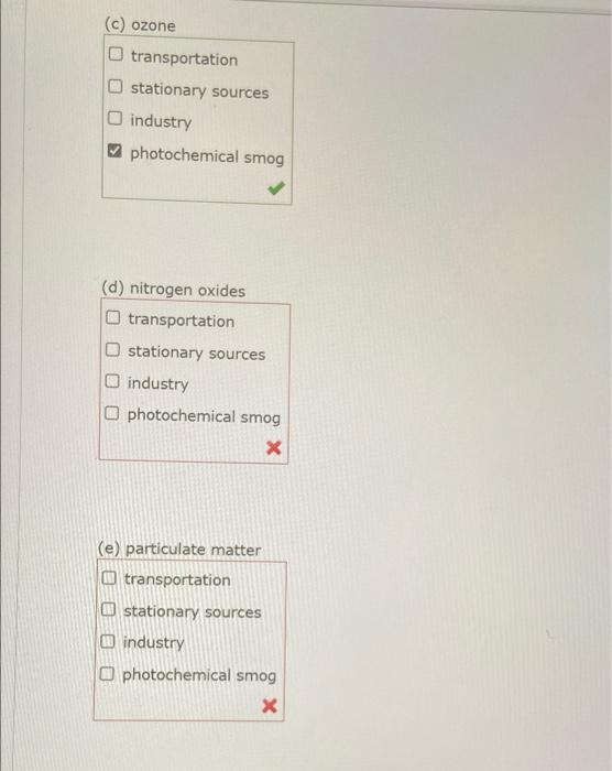 Solved Name the major sources of the following pollutants. | Chegg.com