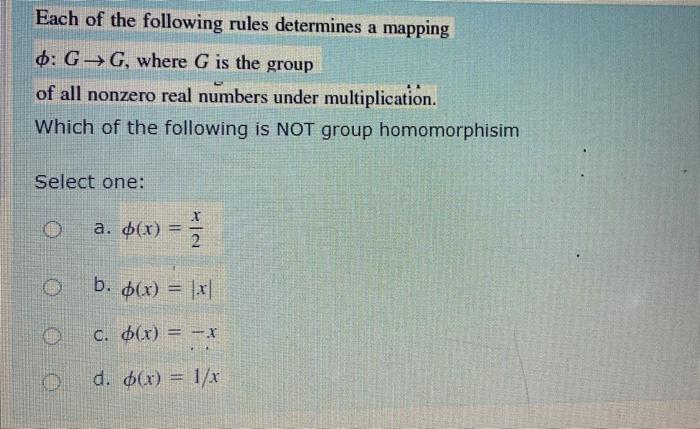 Solved Each of the following rules determines a mapping 0: | Chegg.com