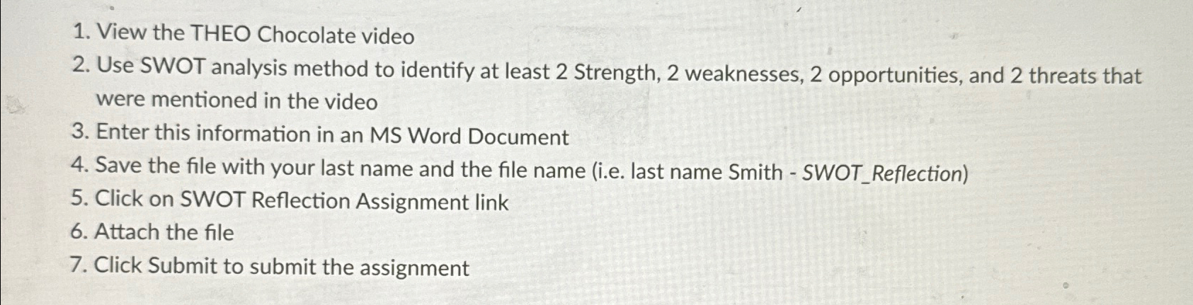 Solved View the THEO Chocolate videoUse SWOT analysis method | Chegg.com