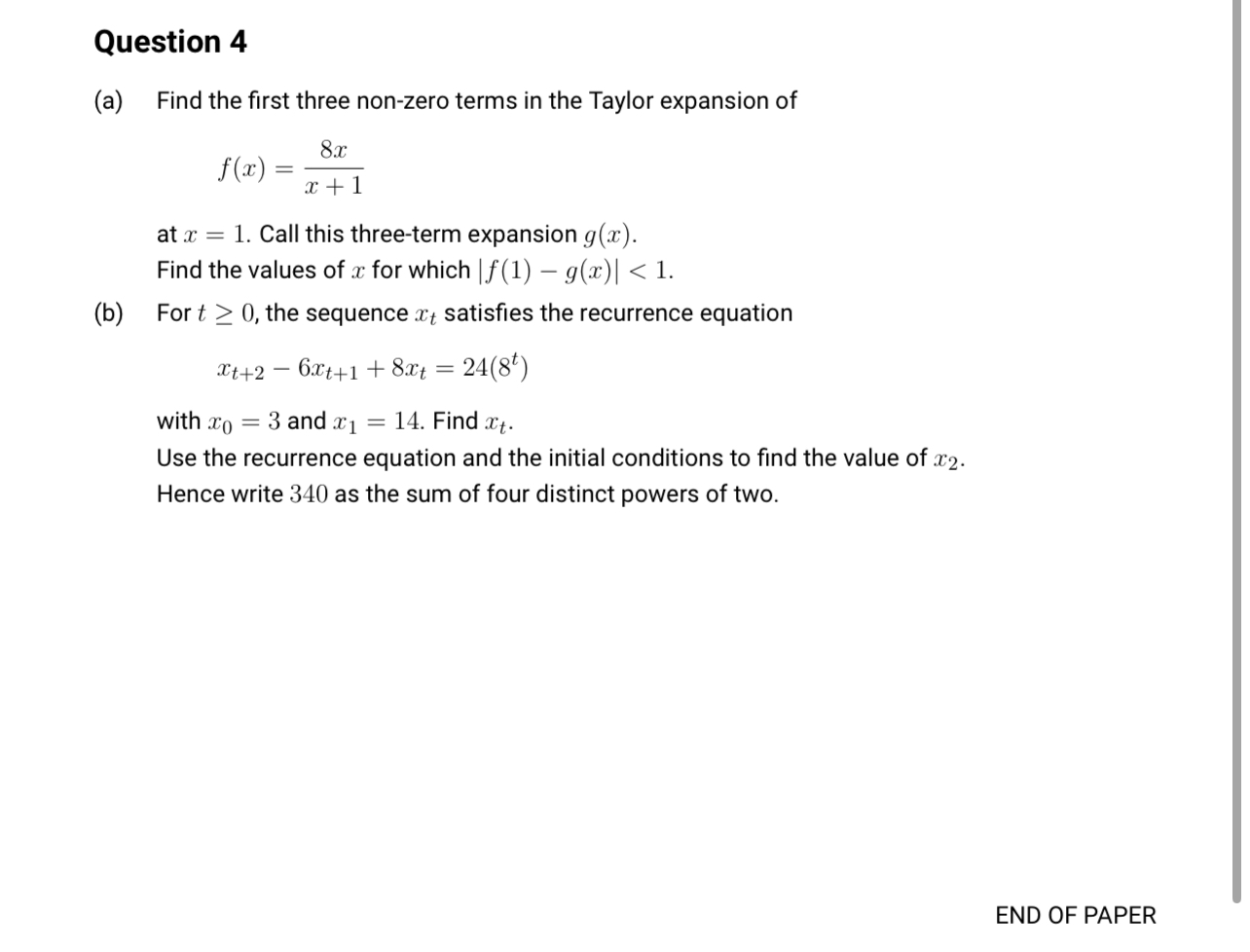 Solved Question 4(a) ﻿Find the first three non-zero terms in | Chegg.com