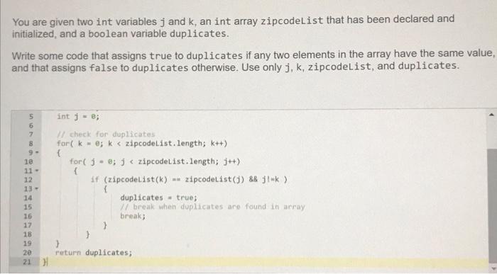 Solved You Are Given Two Int Variables J And K An Int Array Chegg