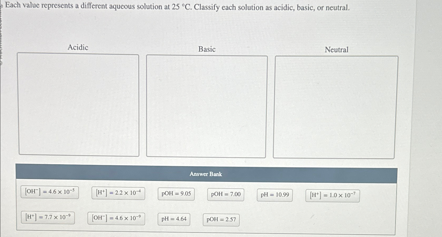 Solved Each value represents a different aqueous solution at | Chegg.com