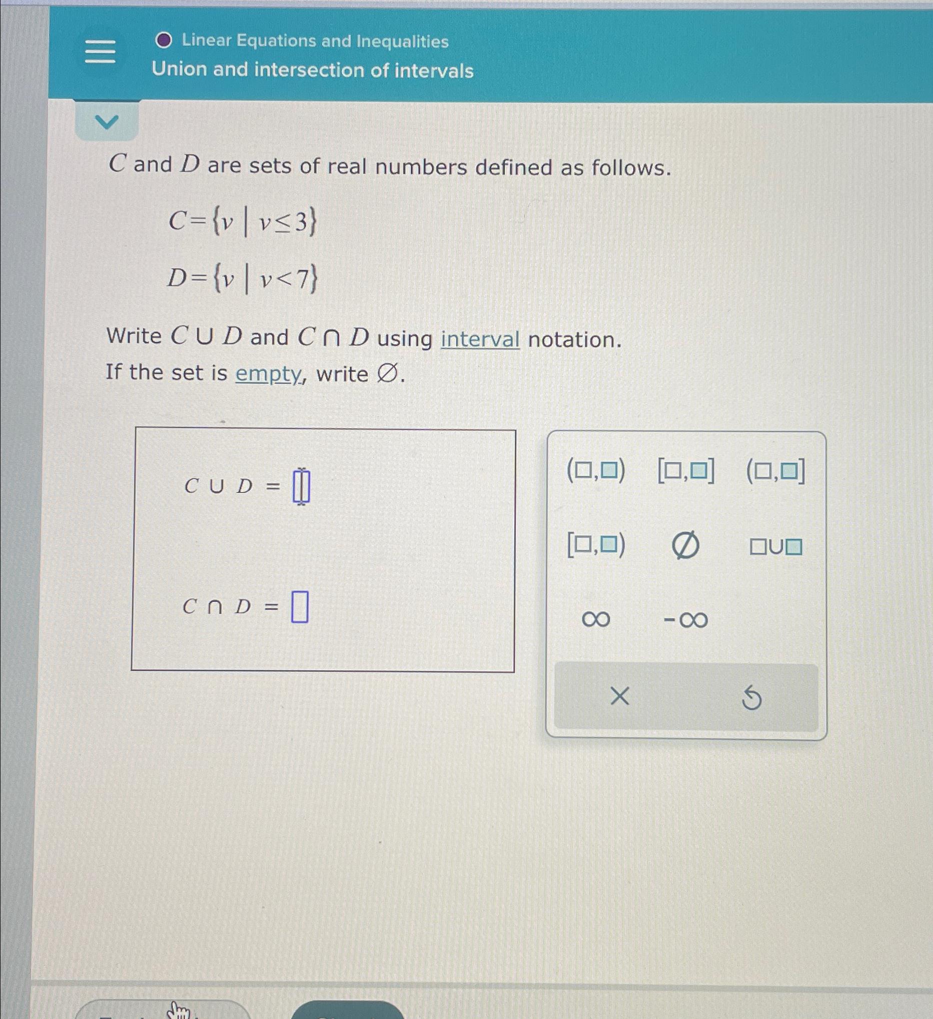 Solved Linear Equations and Inequalities Union and | Chegg.com