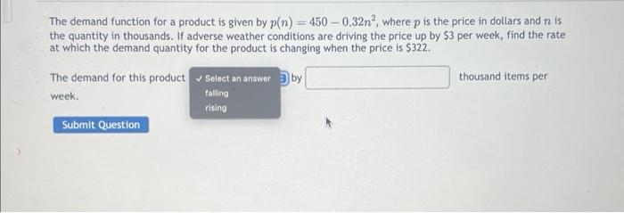 Solved The demand function for a product is given by | Chegg.com