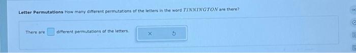Solved Letter Permutations How many different permutations | Chegg.com