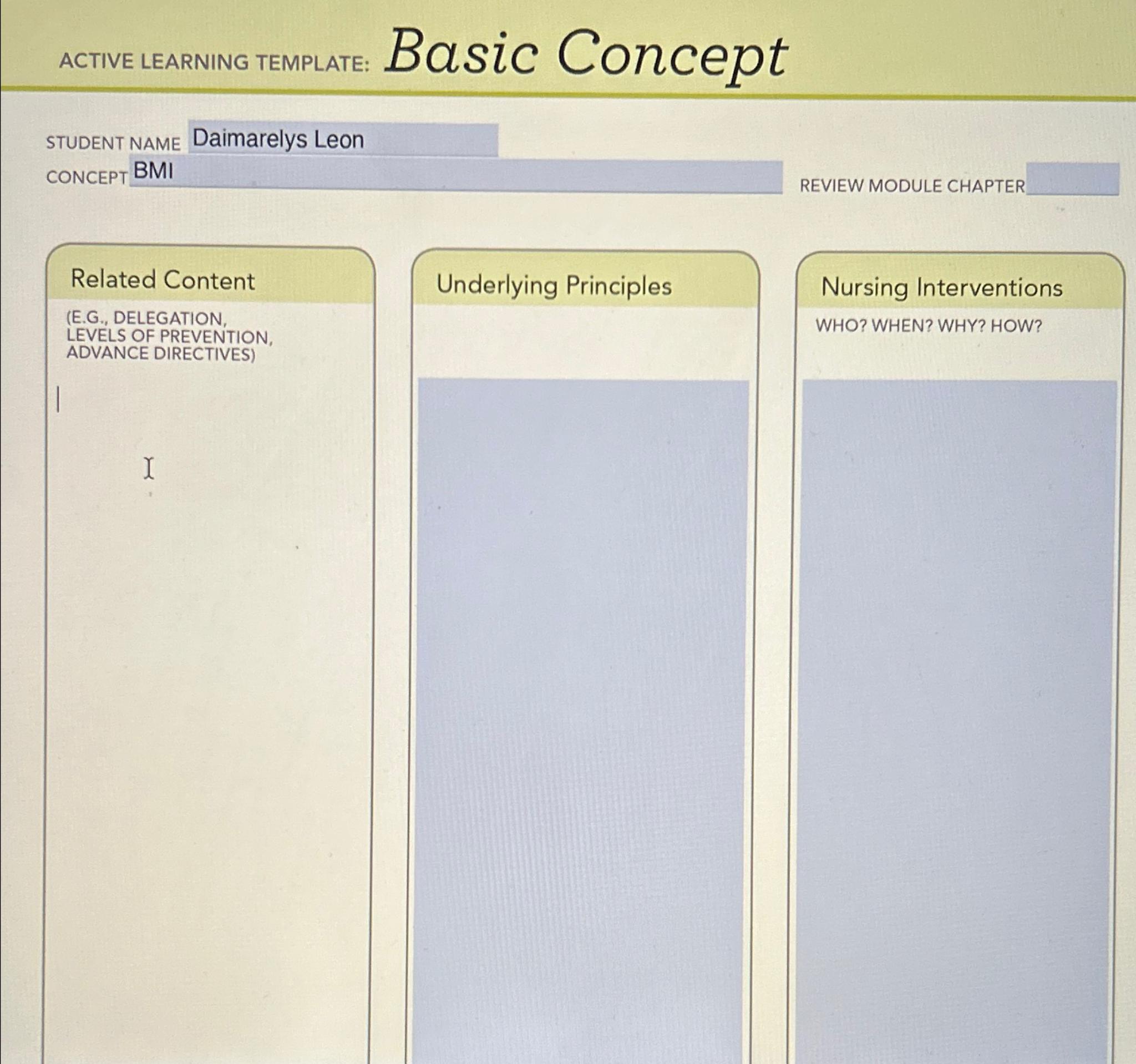Solved active learning template: Basic ConceptSTUDENT NAME | Chegg.com
