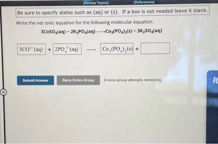 Solved Write the net ionic equation for the following | Chegg.com