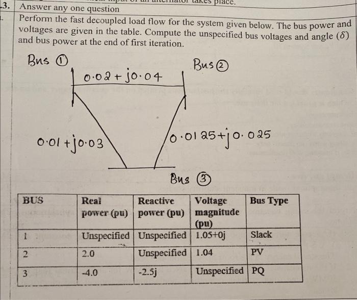 Solved Perform the fast decoupled load flow for the system | Chegg.com