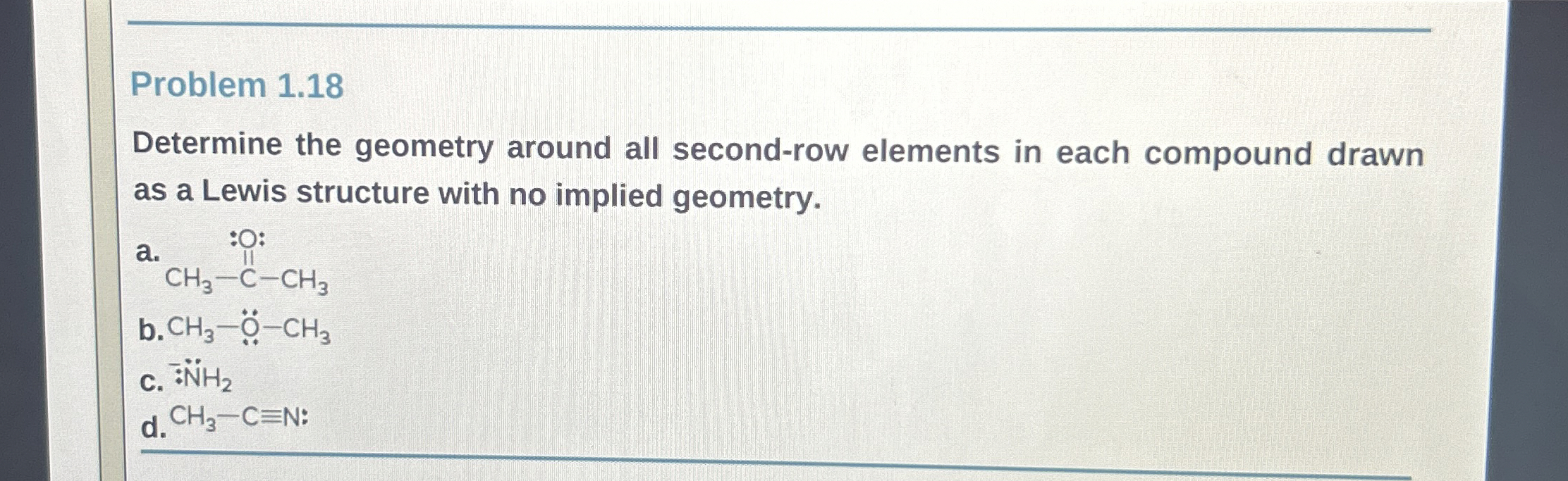Problem 1.18Determine the geometry around all | Chegg.com
