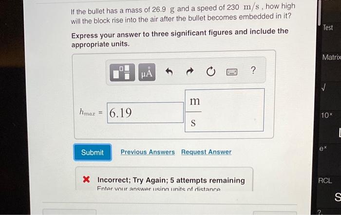 Solved A gun fires a bullet vertically into a 1.40-kg block | Chegg.com