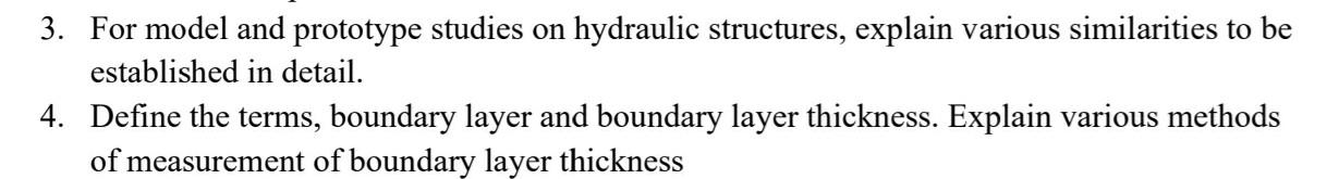 Solved 3. For model and prototype studies on hydraulic | Chegg.com