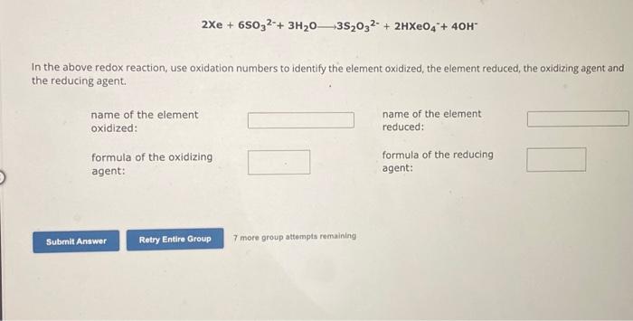 Solved in the redox reaction (picture) use oxidation numbers | Chegg.com