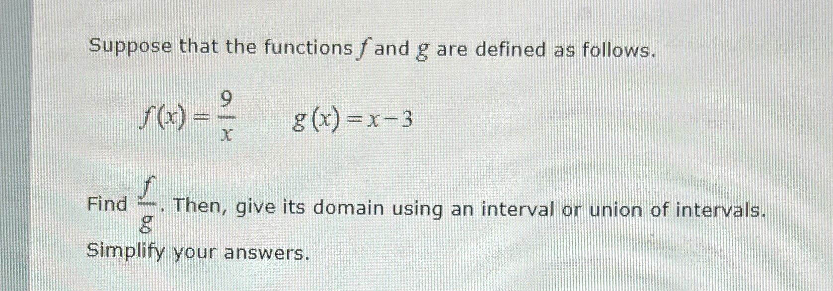 Solved Suppose that the functions f ﻿and g ﻿are defined as | Chegg.com
