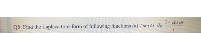Solved Q5. Find the Laplace transform of following functions | Chegg.com
