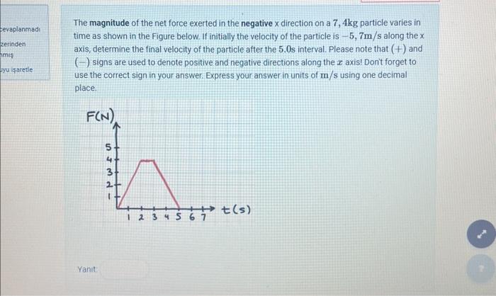 Solved The magnitude of the net force exerted in the | Chegg.com