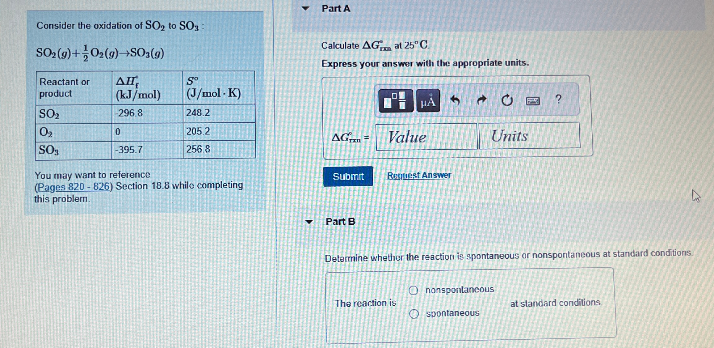 Solved Part AConsider the oxidation of SO2 ﻿to SO3 | Chegg.com