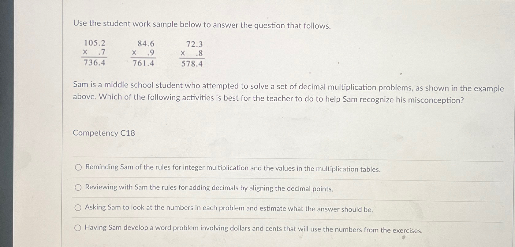 Solved Use the student work sample below to answer the | Chegg.com