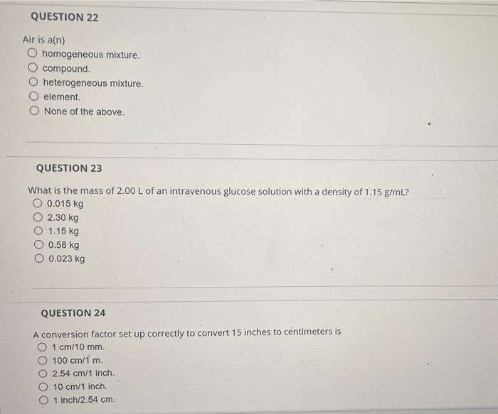 Solved Air is a(n) homogeneous mixture. compound. | Chegg.com