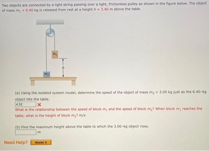 Solved Two objects are connected by a light string passing | Chegg.com