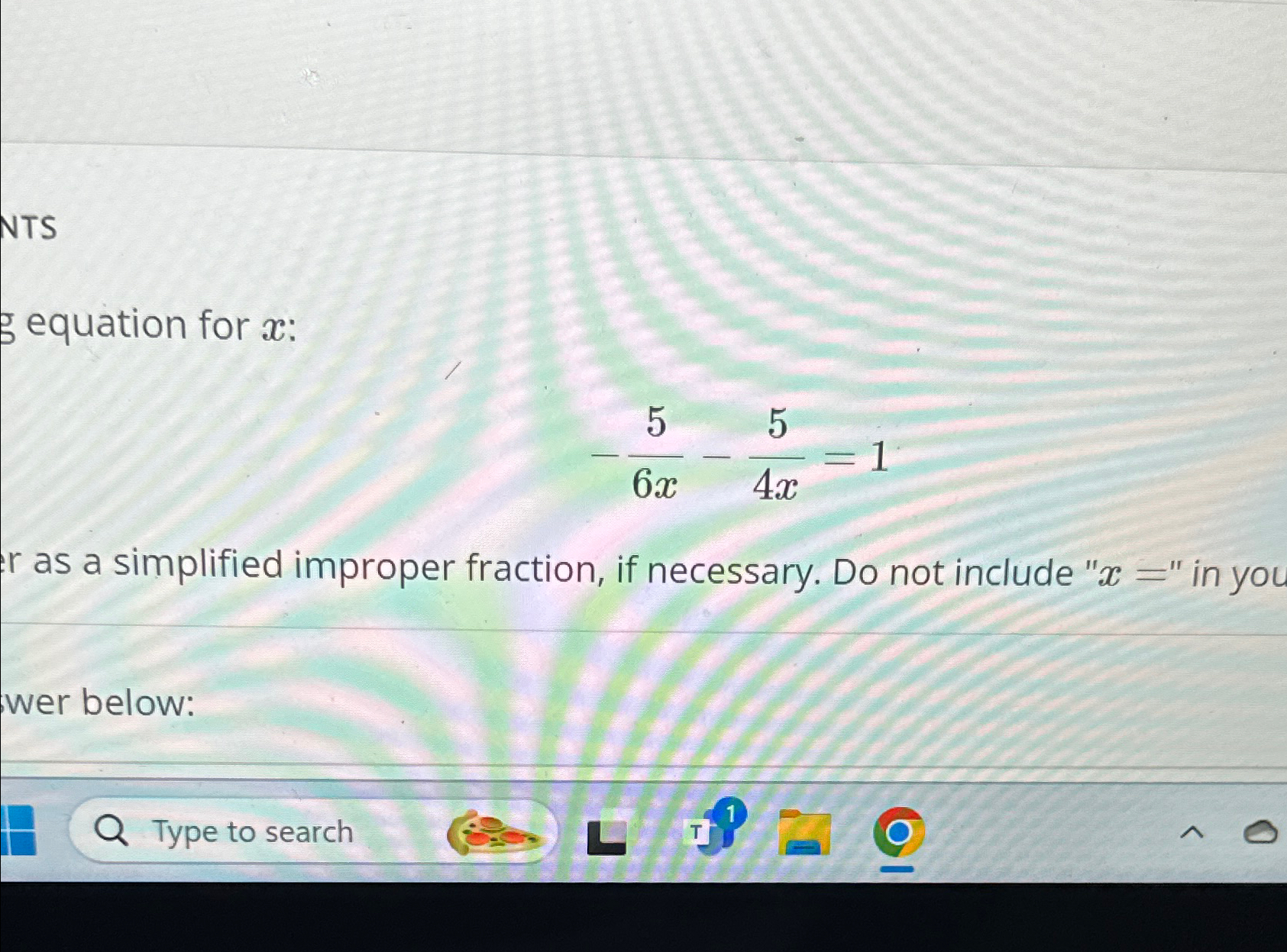 Solved NTSgequation for x ﻿:-56x-54x=1ir as a simplified | Chegg.com