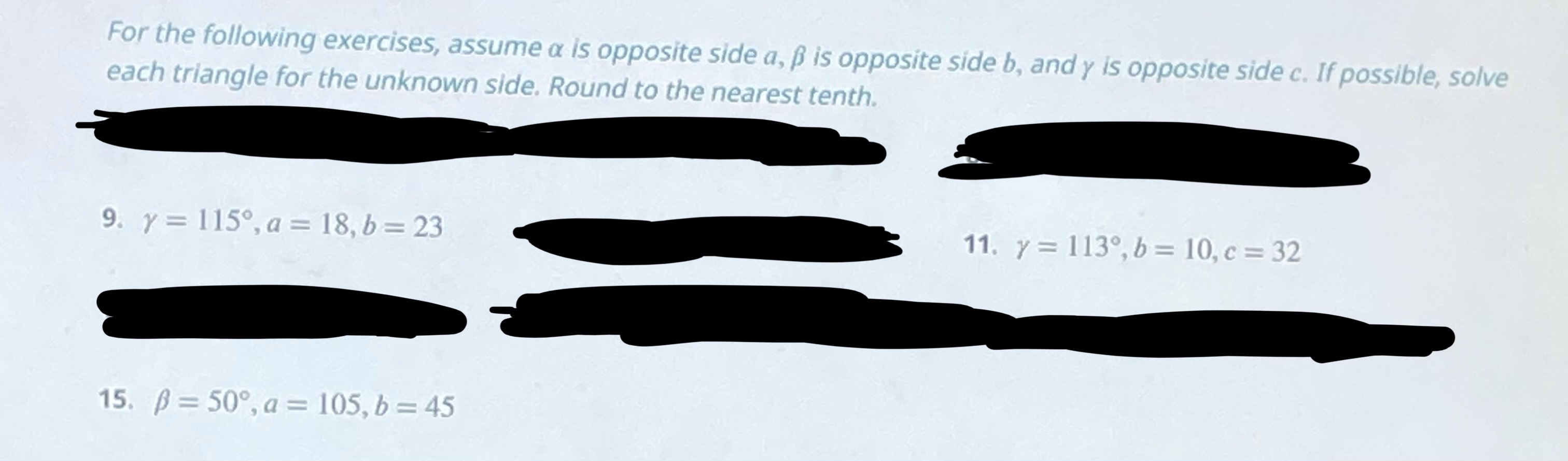 Solved For the following exercises, assume α ﻿is opposite | Chegg.com