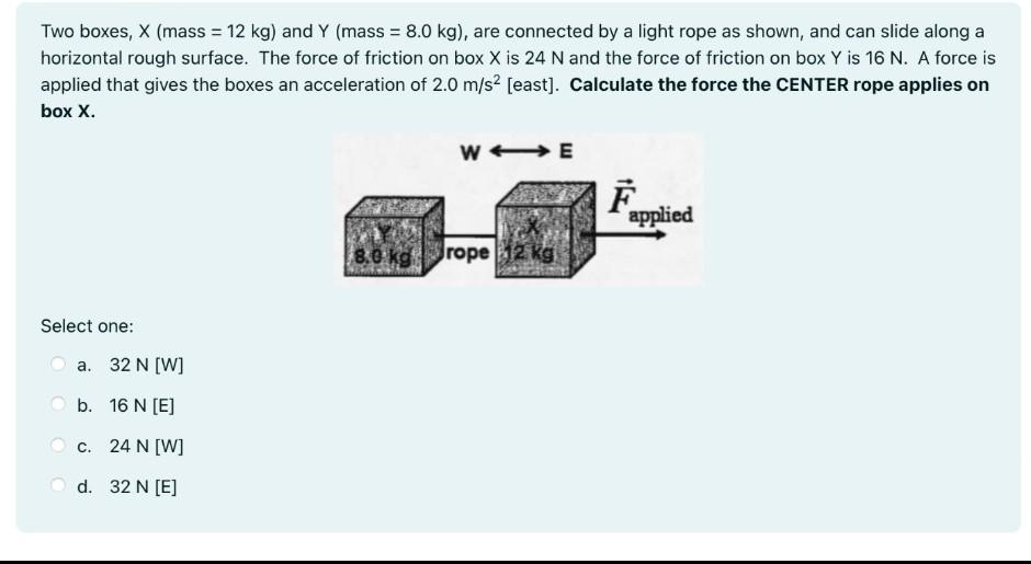 Solved Two boxes, X (mass =12 kg ) and Y (mass =8.0 kg ), | Chegg.com