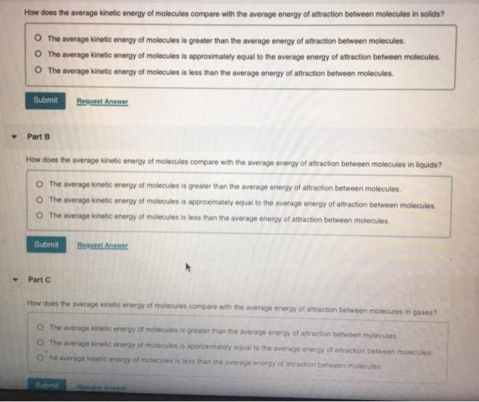 Solved How does the average kinetic energy of molecules | Chegg.com