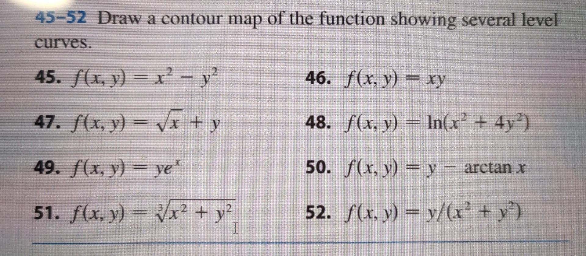 Solved 45 52 Draw A Contour Map Of The Function Showing