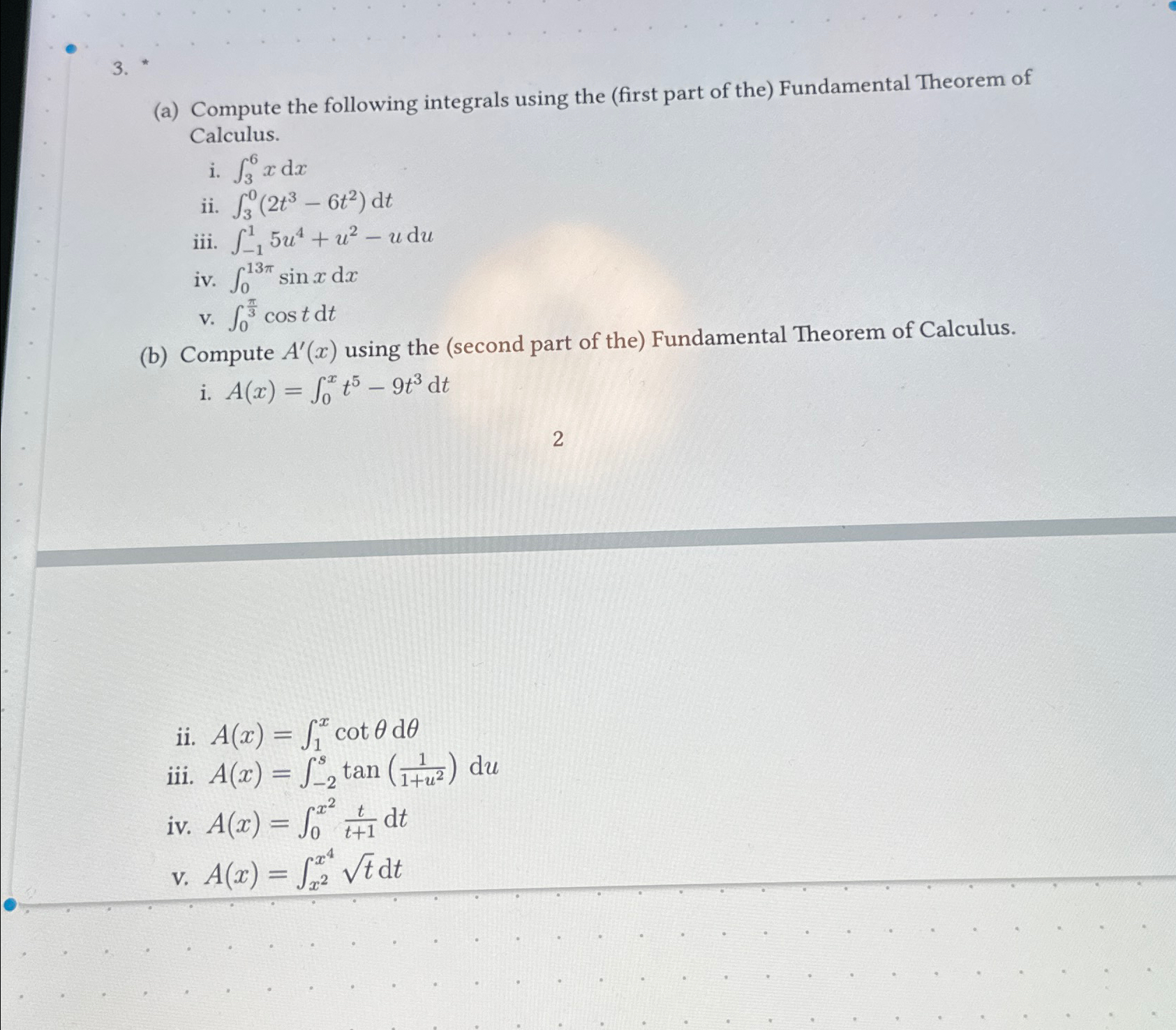 Solved (a) ﻿Compute the following integrals using the (first | Chegg.com