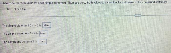 Solved Determine the truth value for each simple statement. | Chegg.com