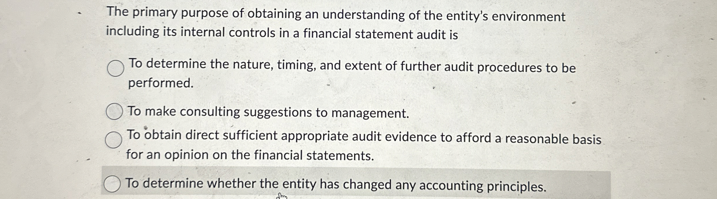 Solved The primary purpose of obtaining an understanding of | Chegg.com