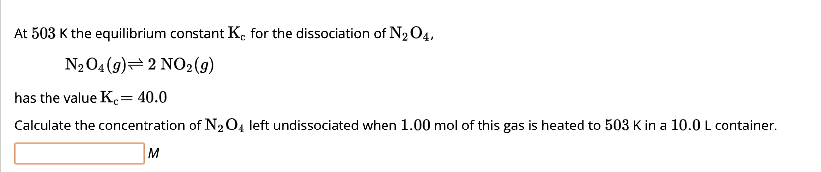 Solved At 503K ﻿the equilibrium constant Kc ﻿for the | Chegg.com