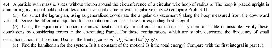 Solved 4.4 A particle with mass m slides without triction | Chegg.com