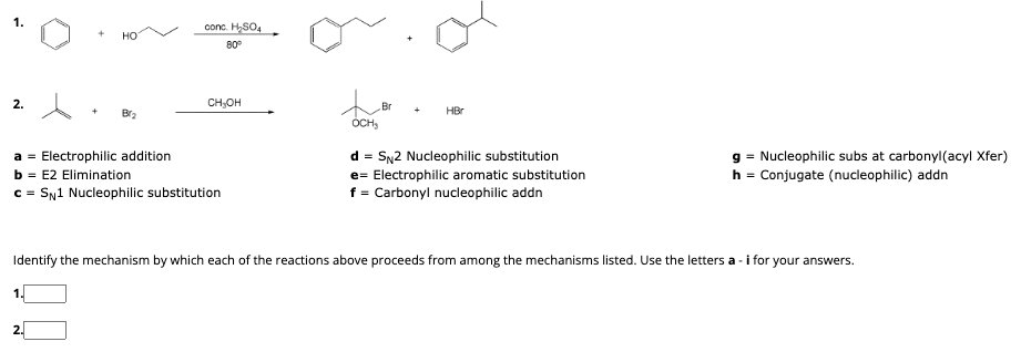 Solved a= ﻿Electrophilic additionb=E2 ﻿Eliminationc=SN1 | Chegg.com