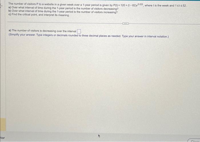 Solved The number of visitors P to a website in a given week | Chegg.com