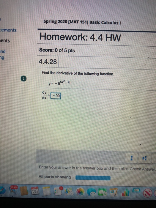 Solved Spring 2020 [MAT 151] Basic Calculus ! cements | Chegg.com