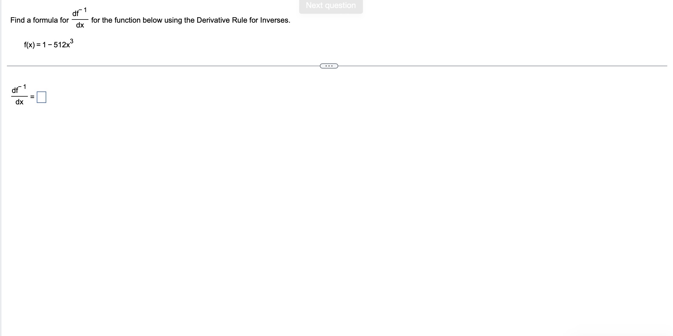 Solved Find a formula for df-1dx ﻿for the function below | Chegg.com